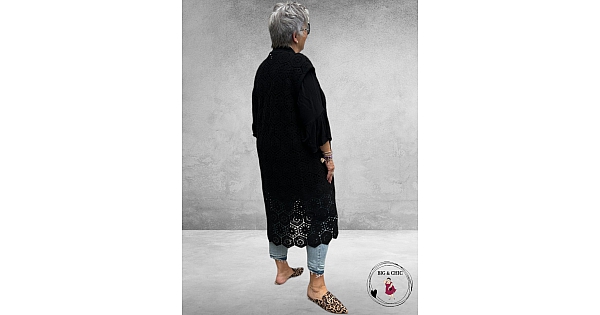 JUST FOR YOU Gilet GRANNY SQUARE Zwart-Grote Maten Mode