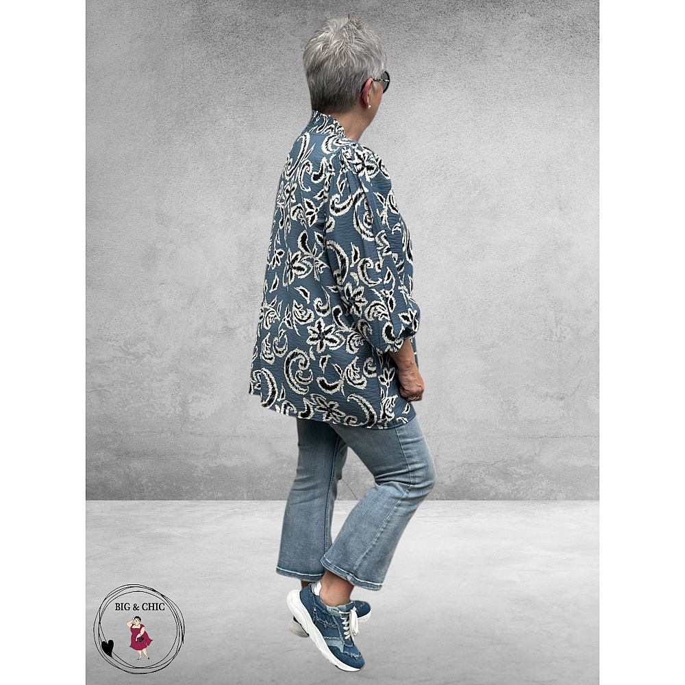 Kaffe Curve Blouse-Shirt Seawhite Paisley - Grote Maten Mode