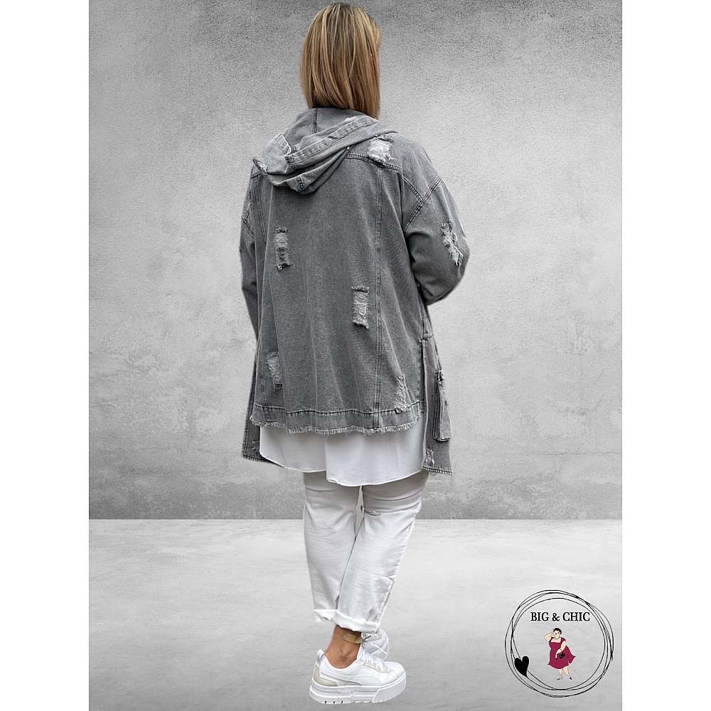 RITAFINK Jeans Jacket Detroyed Grey-Grote Maten Mode