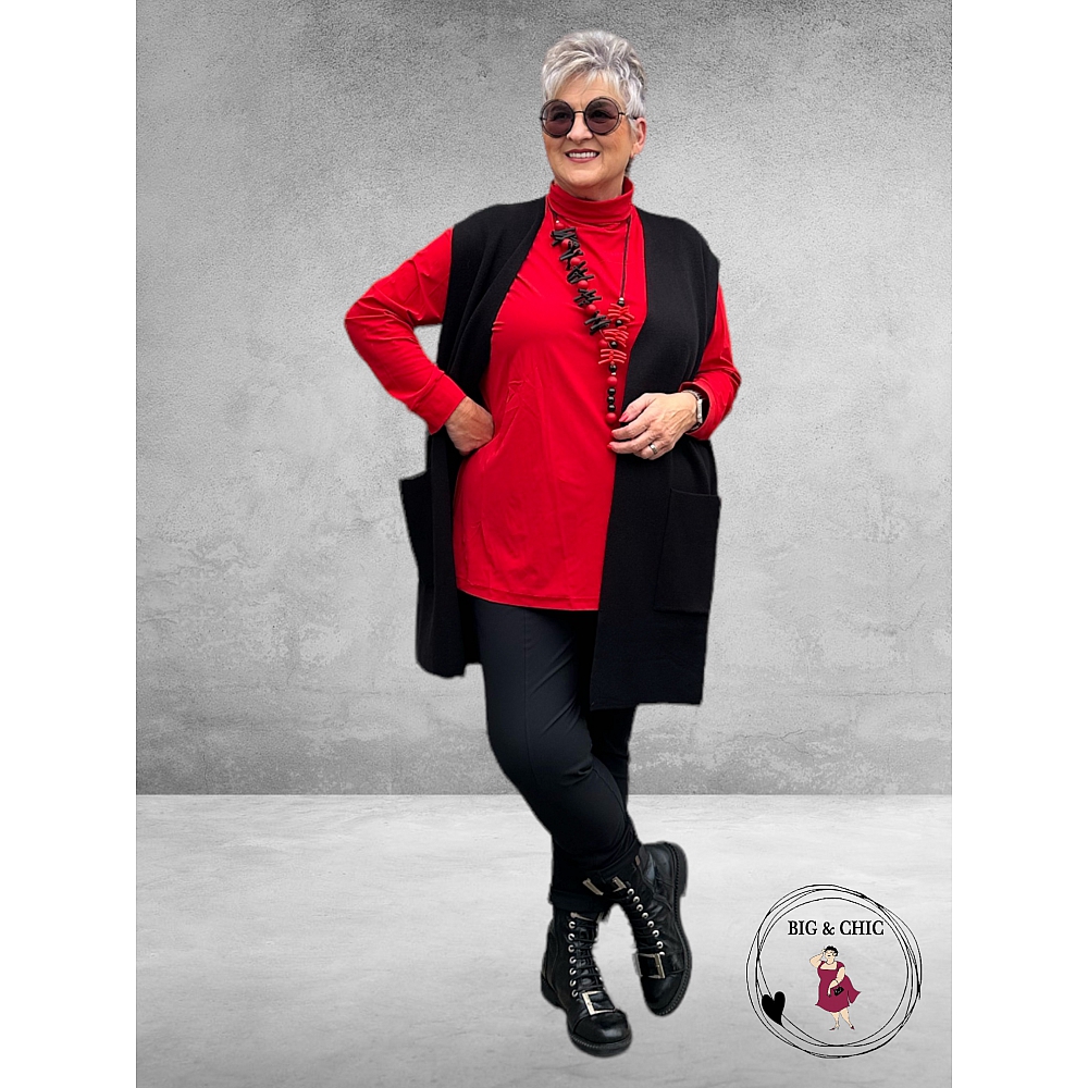 Only-M Col Shirt Sporty Chic Rood-Grote Maten Mode